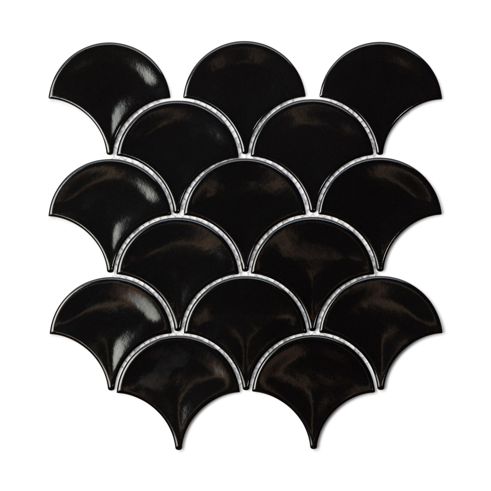 Black Gloss Fish Scale Mosaic Tiles The Flooring Guys