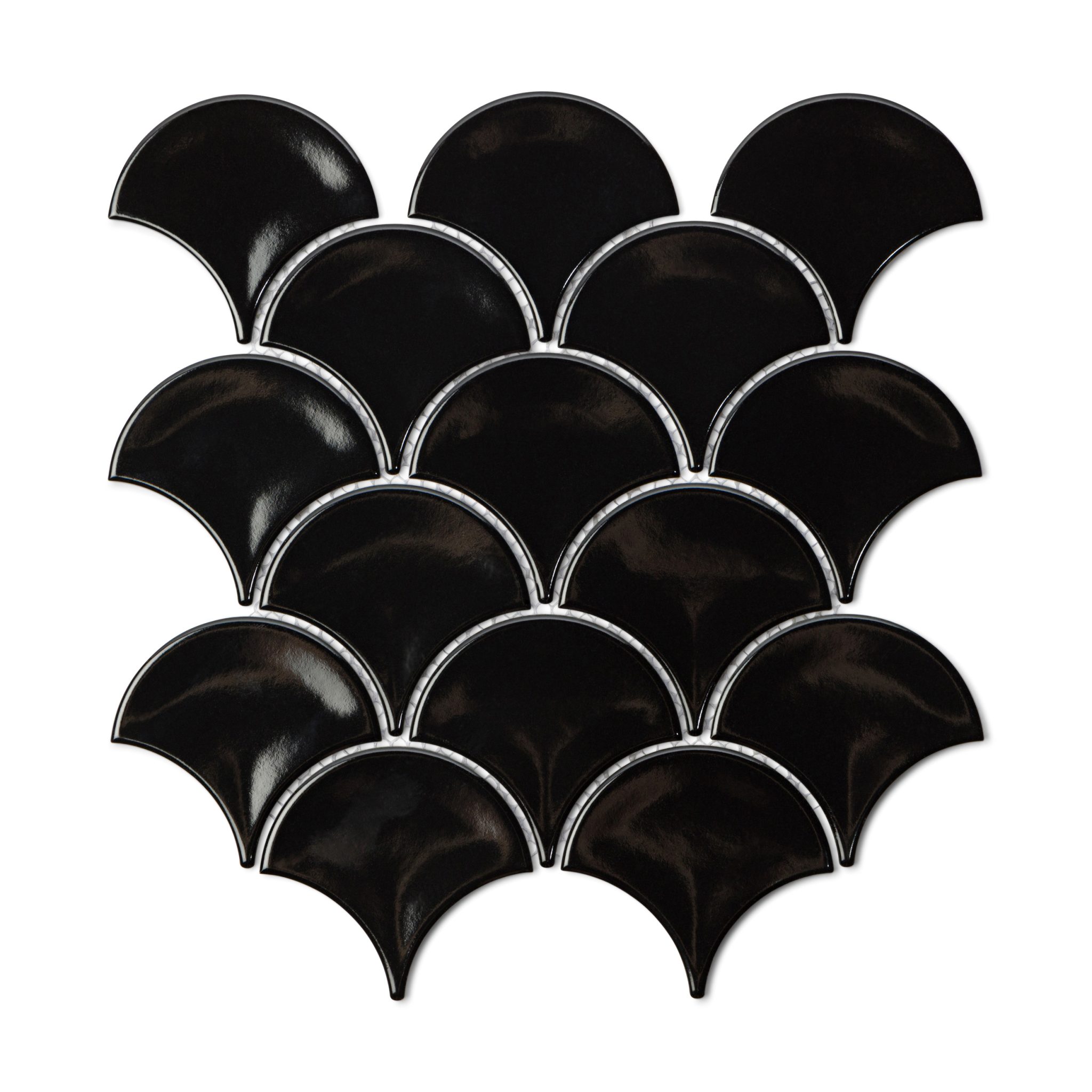 Black Gloss Fish Scale Mosaic Tiles The Flooring Guys