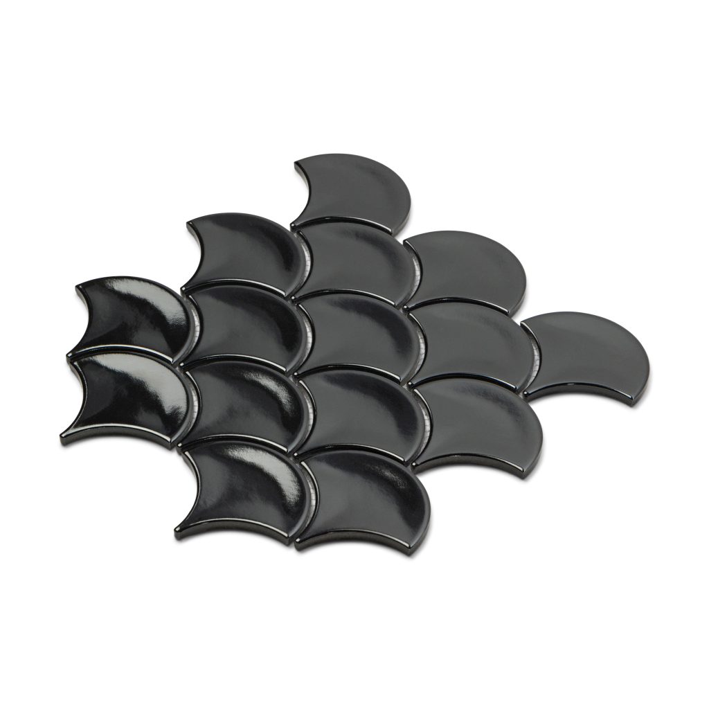 Black Gloss Fish Scale Mosaic Tiles The Flooring Guys