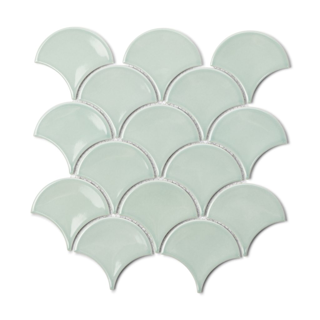 Minty Fresh Gloss Fish Scale Mosaic Tiles The Flooring Guys