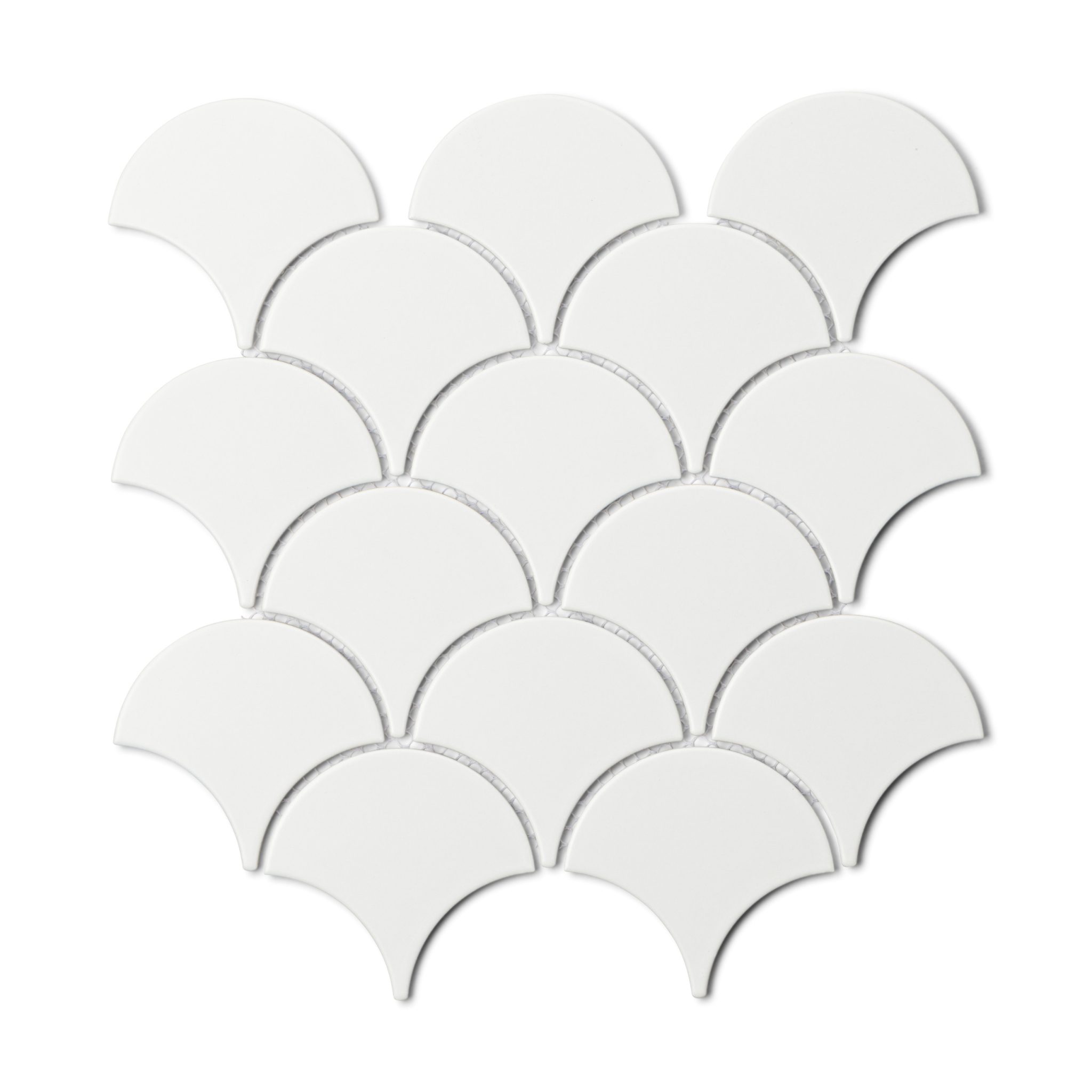 The Flooring Guys White Matt Flat Surface Fish Scale Mosaic Tiles