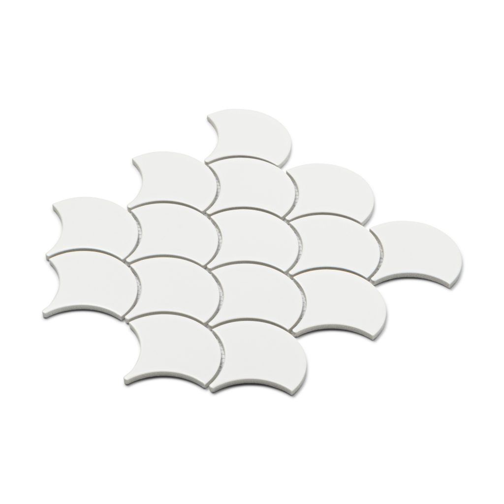 The Flooring Guys White Matt Flat Surface Fish Scale Mosaic Tiles
