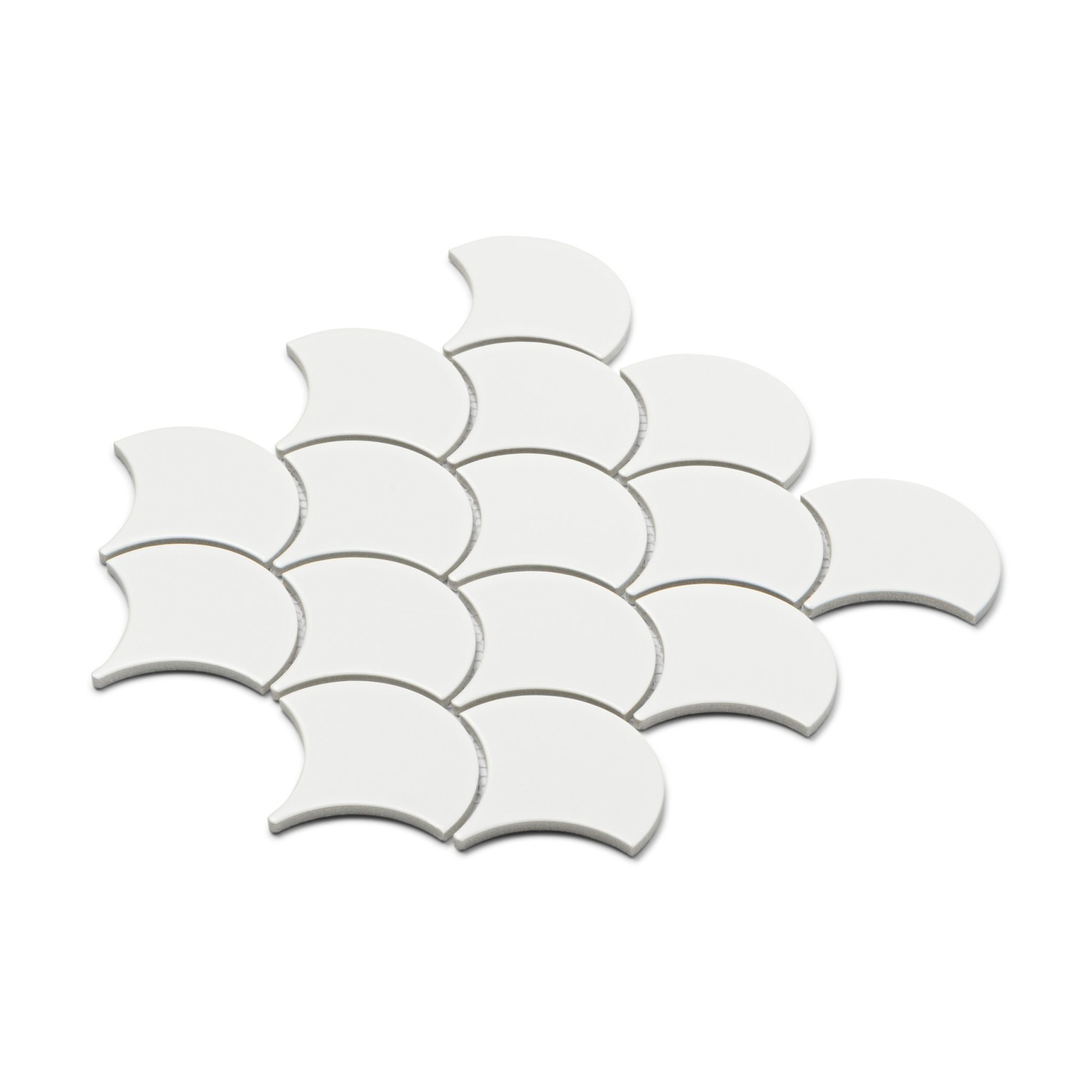The Flooring Guys White Matt Flat Surface Fish Scale Mosaic Tiles