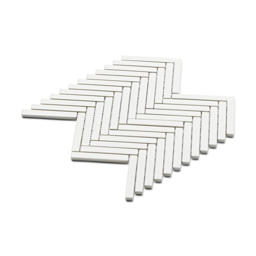White Matt Kit Kat Herringbone Pattern Mosaic Tiles The Flooring Guys