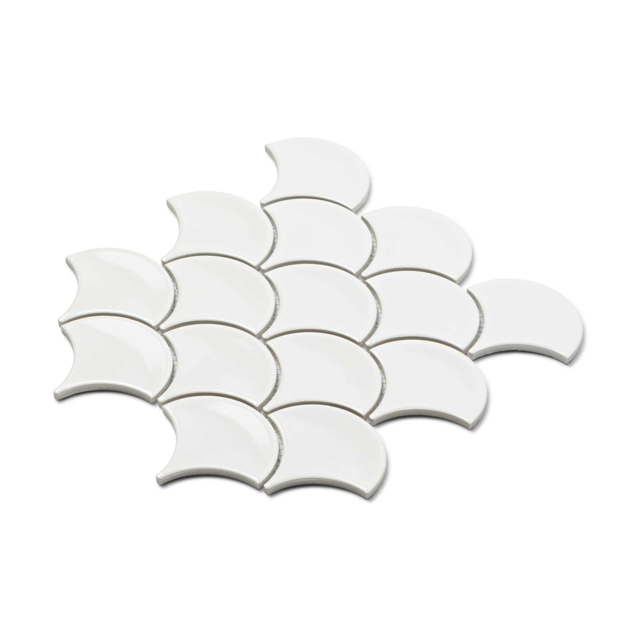 White Gloss Fish Scale Mosaic Tiles The Flooring Guys