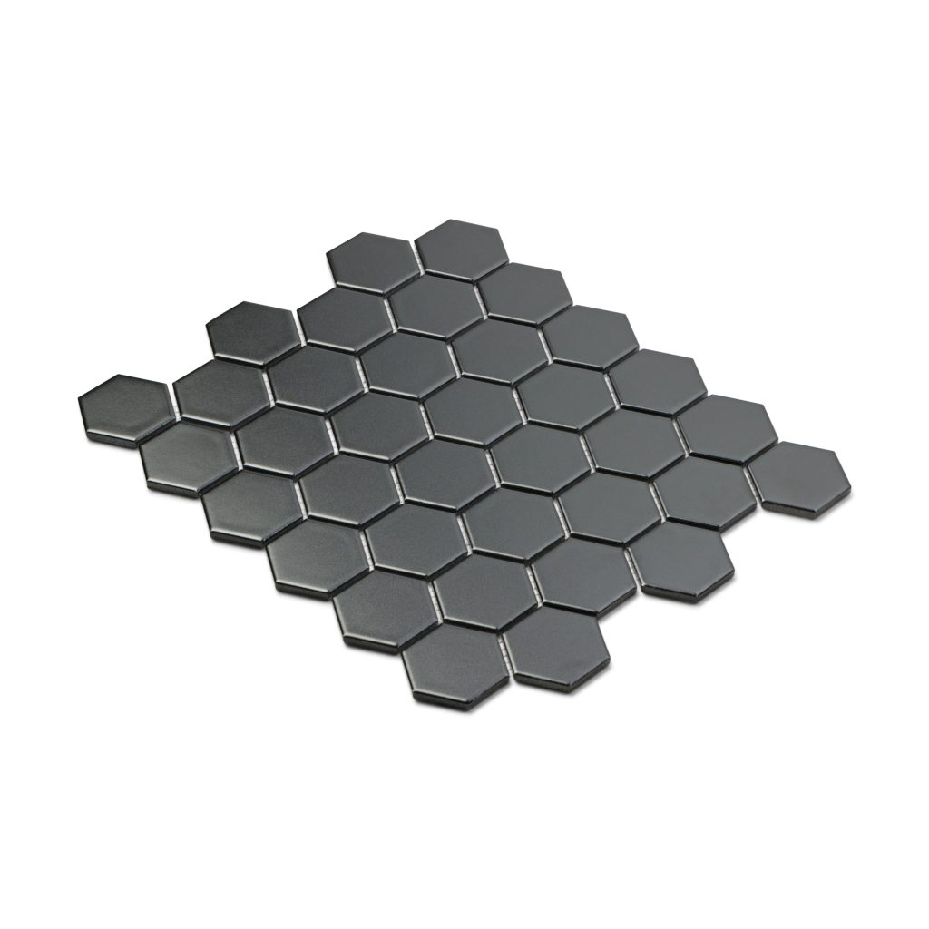 Black Matt Medium Hexagon Mosaic Tiles The Flooring Guys