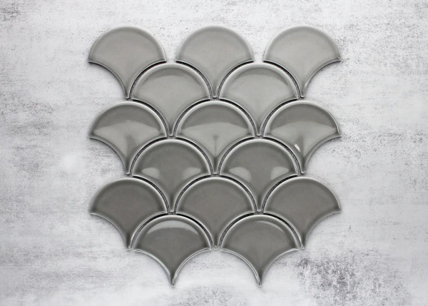 Smoke Grey Gloss Fish Scale Mosaic Tiles The Flooring Guys