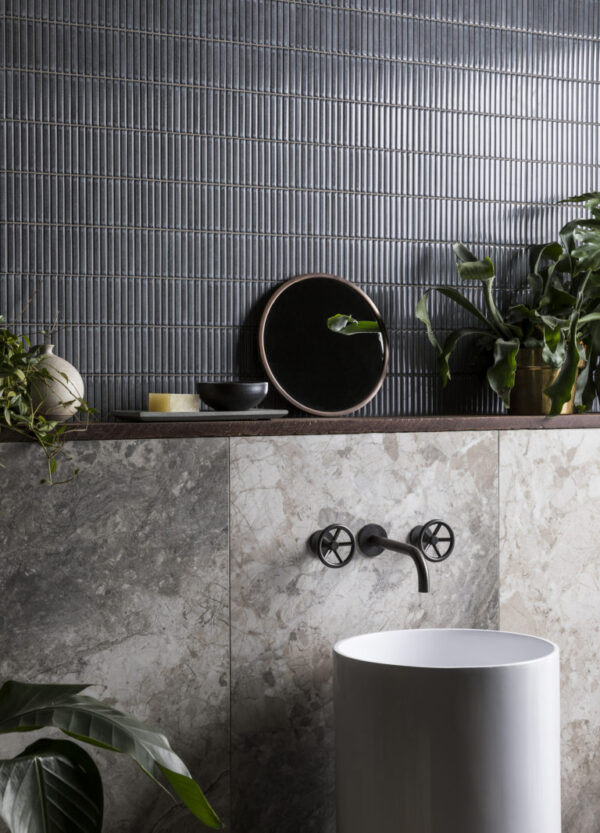 Mottled Grey Gloss Large Kit Kat Mosaic Tiles The Flooring Guys