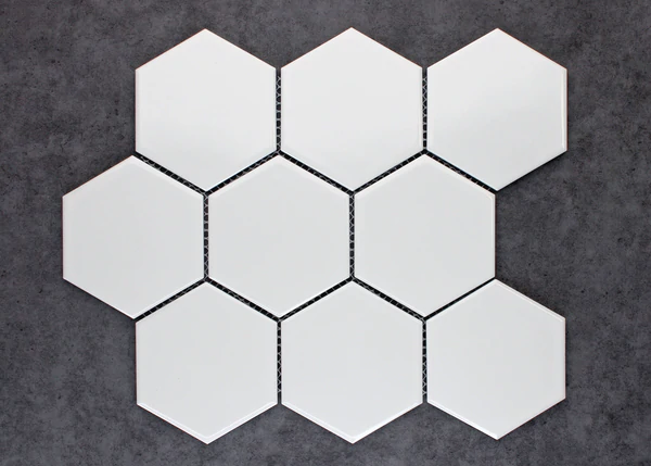White Gloss Large Hexagon Mosaic Tiles The Flooring Guys