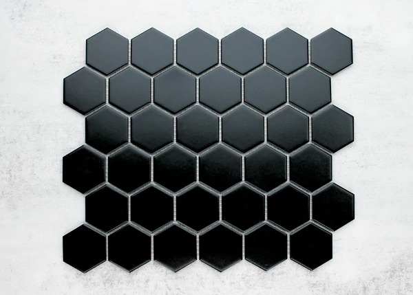 Black Matt Medium Hexagon Mosaic Tiles The Flooring Guys
