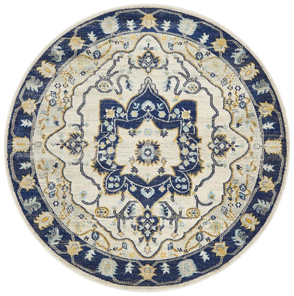 Rug Culture Babylon 201 Navy Round Rug - The Flooring Guys