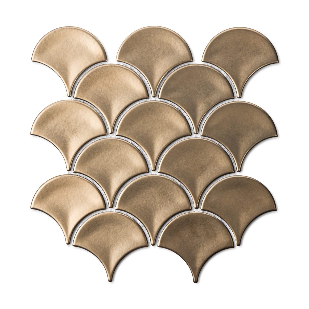 Bronze Metal Plated Matt Fish Scale Mosaic Tiles The Flooring Guys