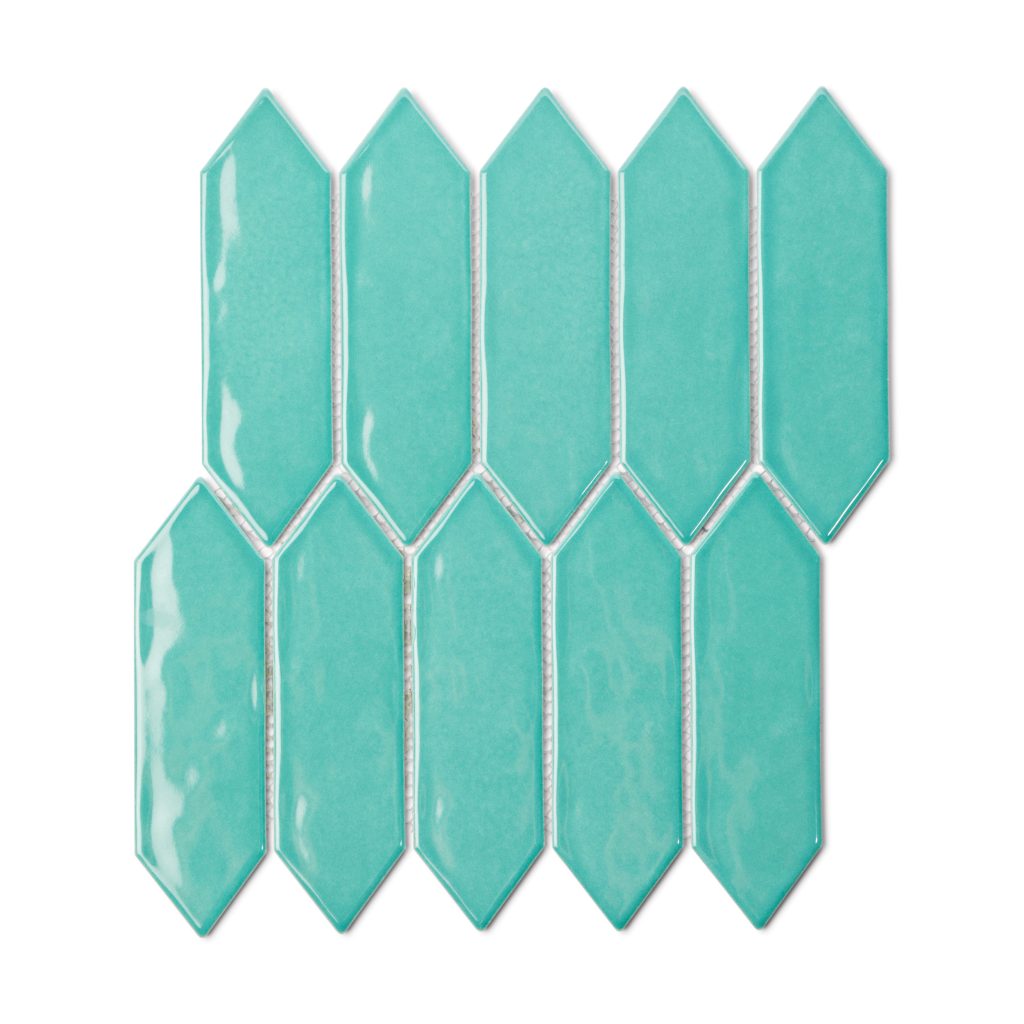 Reef Green Rippled Surface Arrow Mosaic Tiles The Flooring Guys