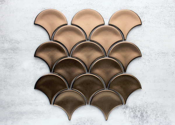 Bronze Metal Plated Matt Fish Scale Mosaic Tiles The Flooring Guys