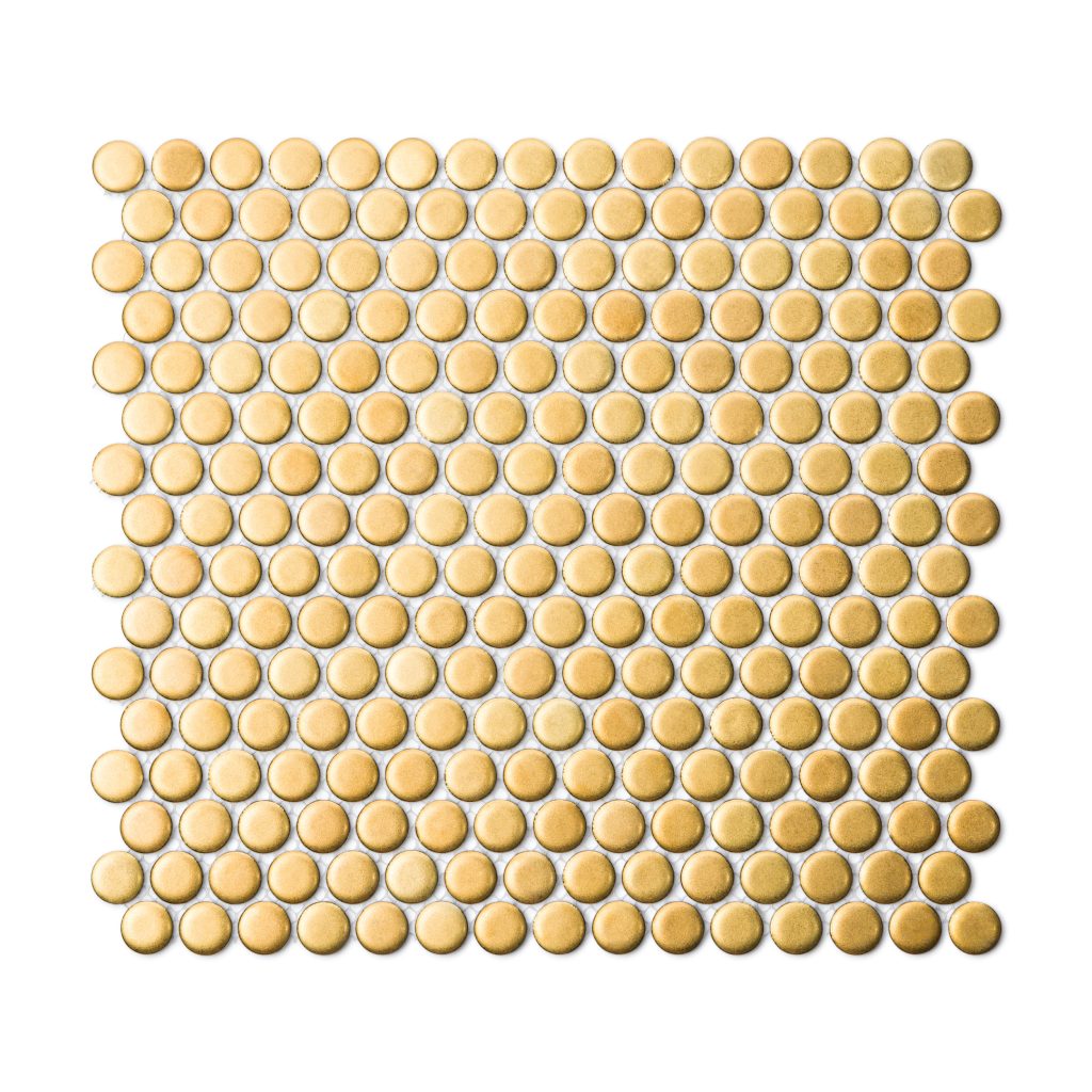 Gold Plated Matt Penny Round Mosaic Tiles The Flooring Guys