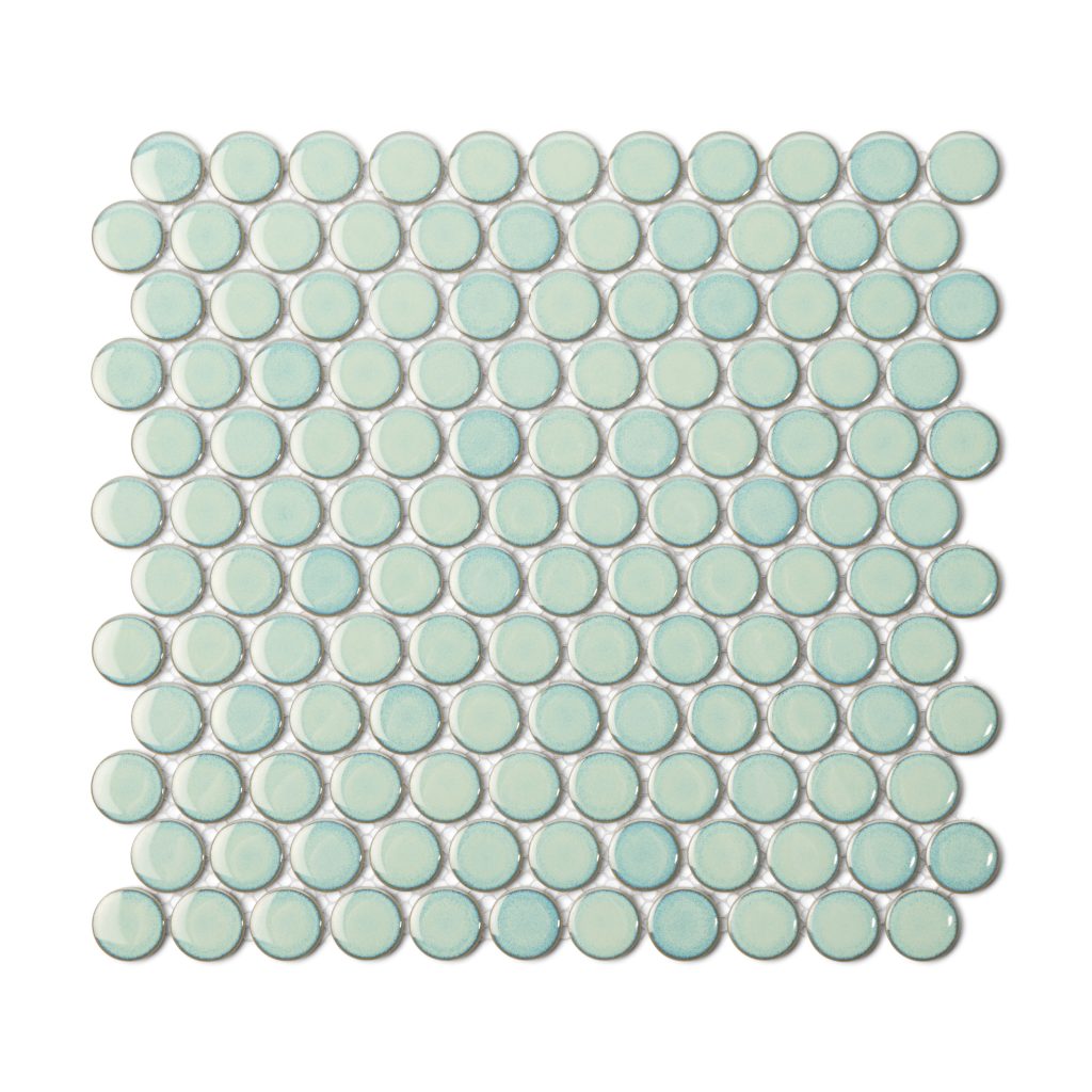 Mint Gloss Large Penny Round Mosaic Tiles The Flooring Guys