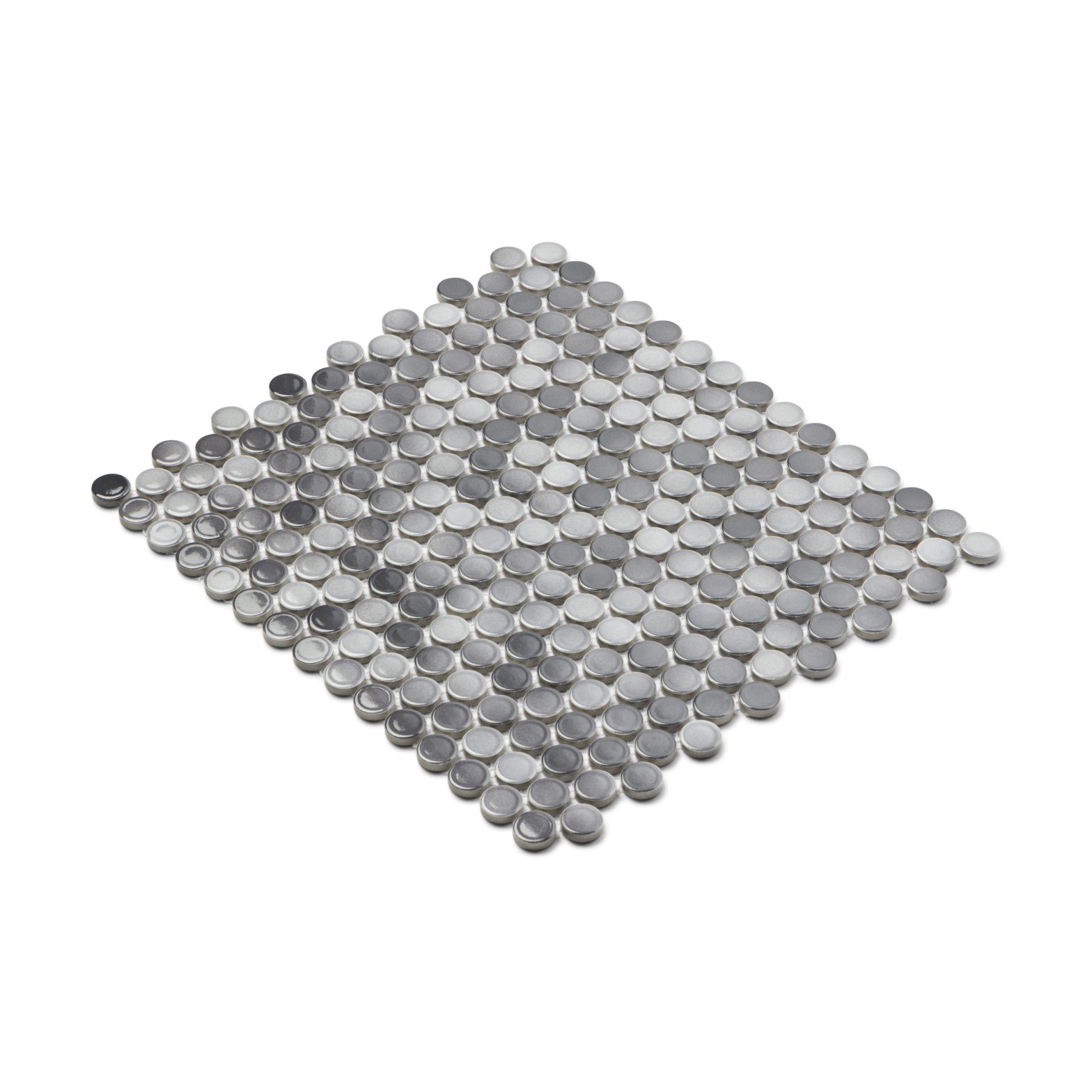 Mixed Grey Gloss Penny Round Mosaic Tiles - The Flooring Guys