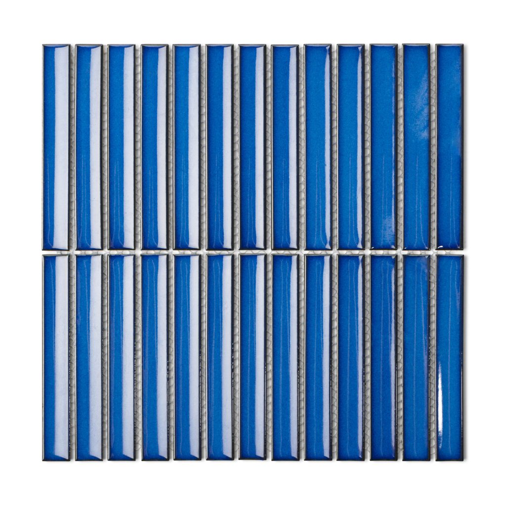 Antique Cobalt Blue Concave Glazed Finger Mosaic Tiles The Flooring Guys