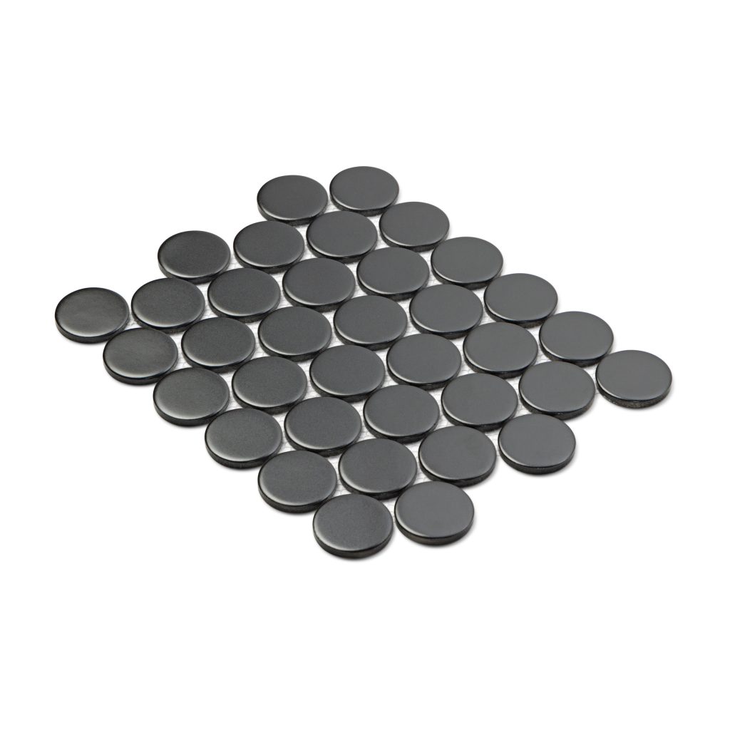 Arctic Black Matt Penny Round Mosaic Tiles The Flooring Guys