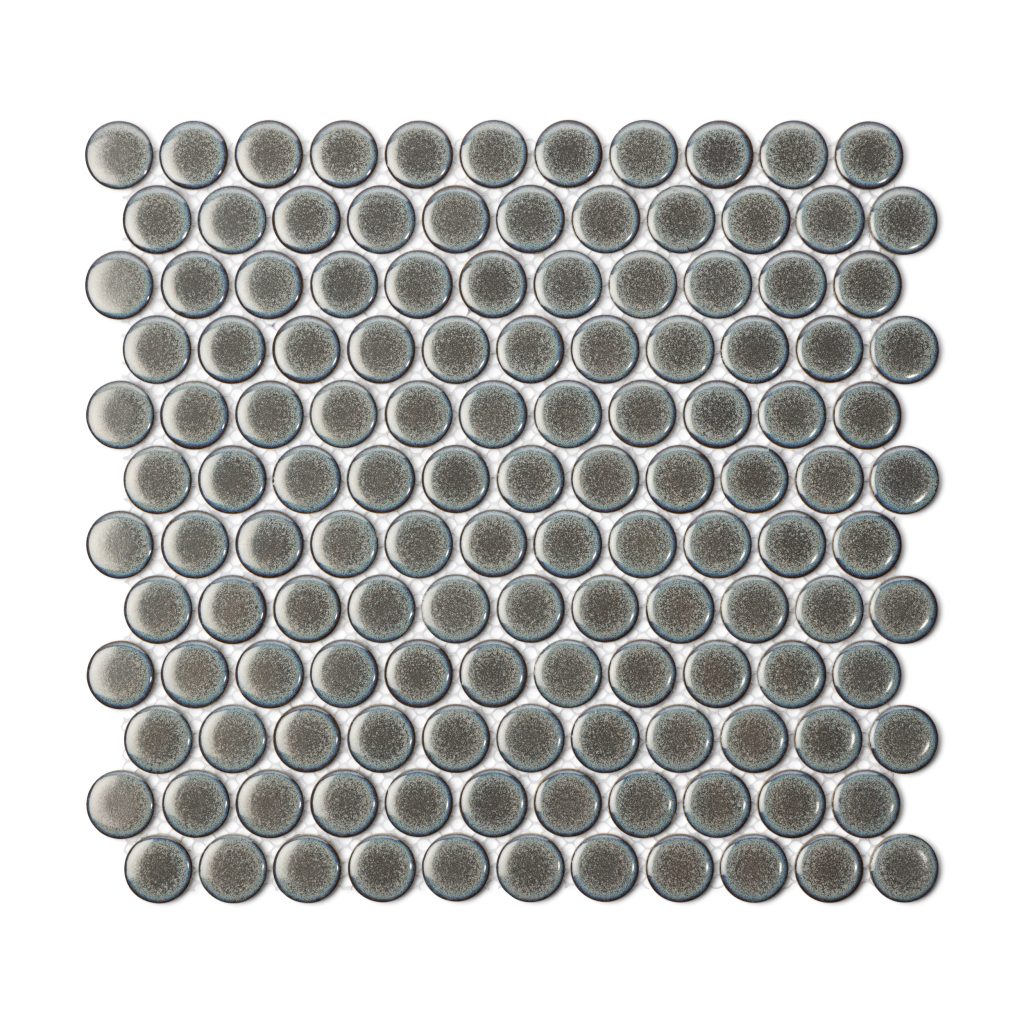 Mottled Grey Large Penny Round Mosaic Tiles The Flooring Guys