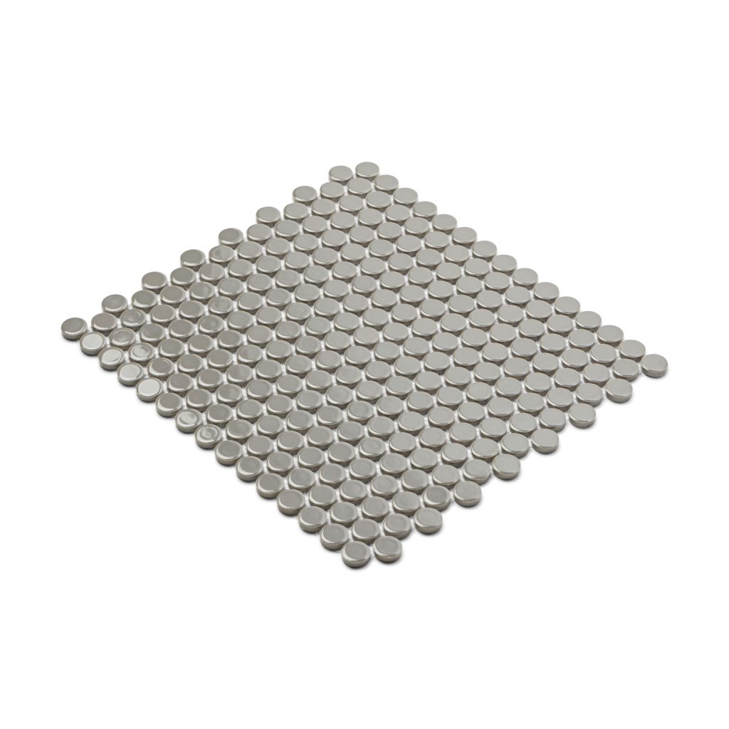 Dark Grey Gloss Penny Round Mosaic Tiles The Flooring Guys