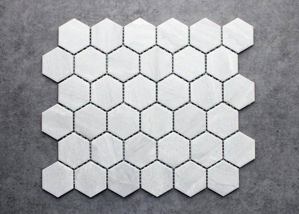 Wooden Grey Matt Medium Hexagon Mosaic Tiles The Flooring Guys