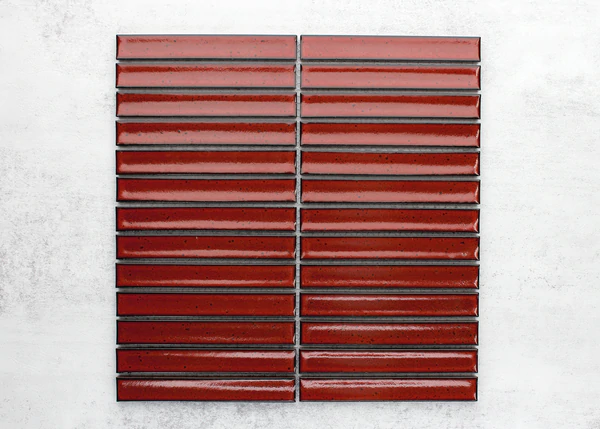 Antique Terracotta Red Speckled Concave Glazed Finger Mosaic Tiles The ...