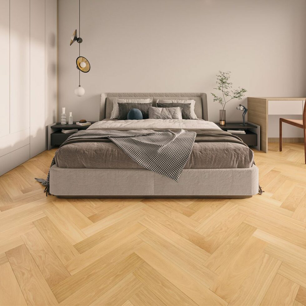 Aqua Wood Plus Blackbutt Laminate Herringbone Flooring - The Flooring Guys