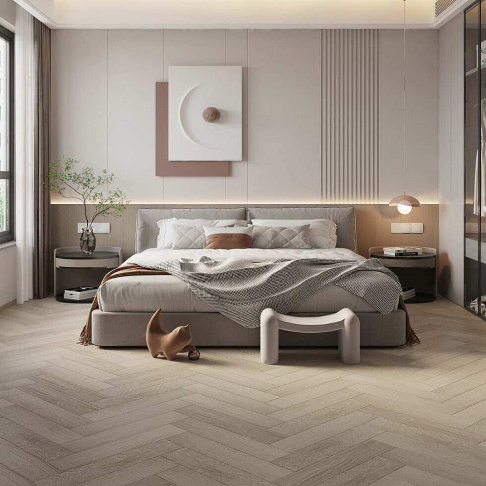Aqua Wood Plus Hawaii Laminate Herringbone Flooring - The Flooring Guys